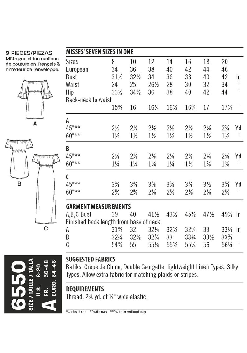 New Look 6550 Sewing Pattern for Misses Easy Off-the-shoulder Dresses ...