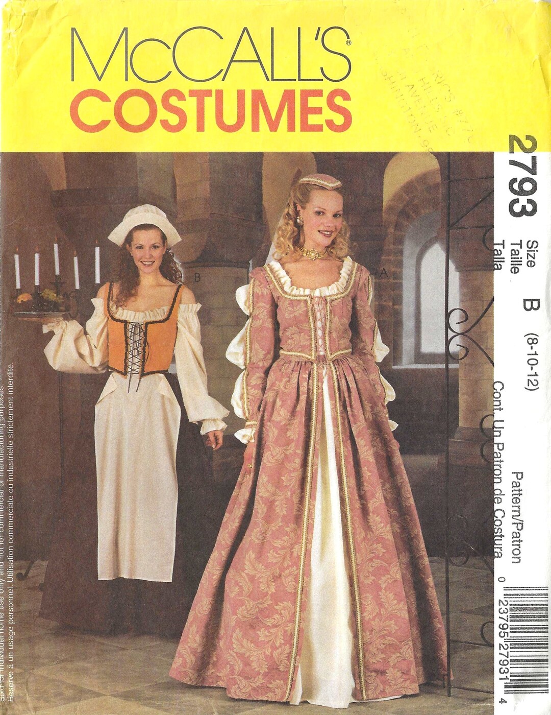 Mccalls Costumes 2793 Sewing Pattern Misses Elizabethan Halloween ...