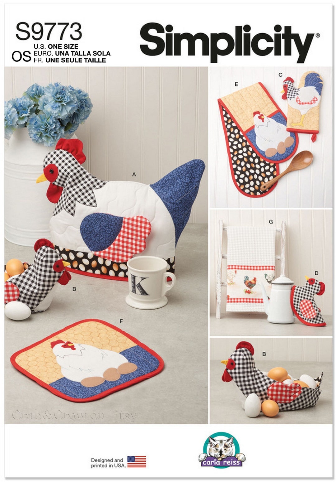 Simplicity S9773 Sewing Pattern for Chicken Themed Kitchen Accessories ...