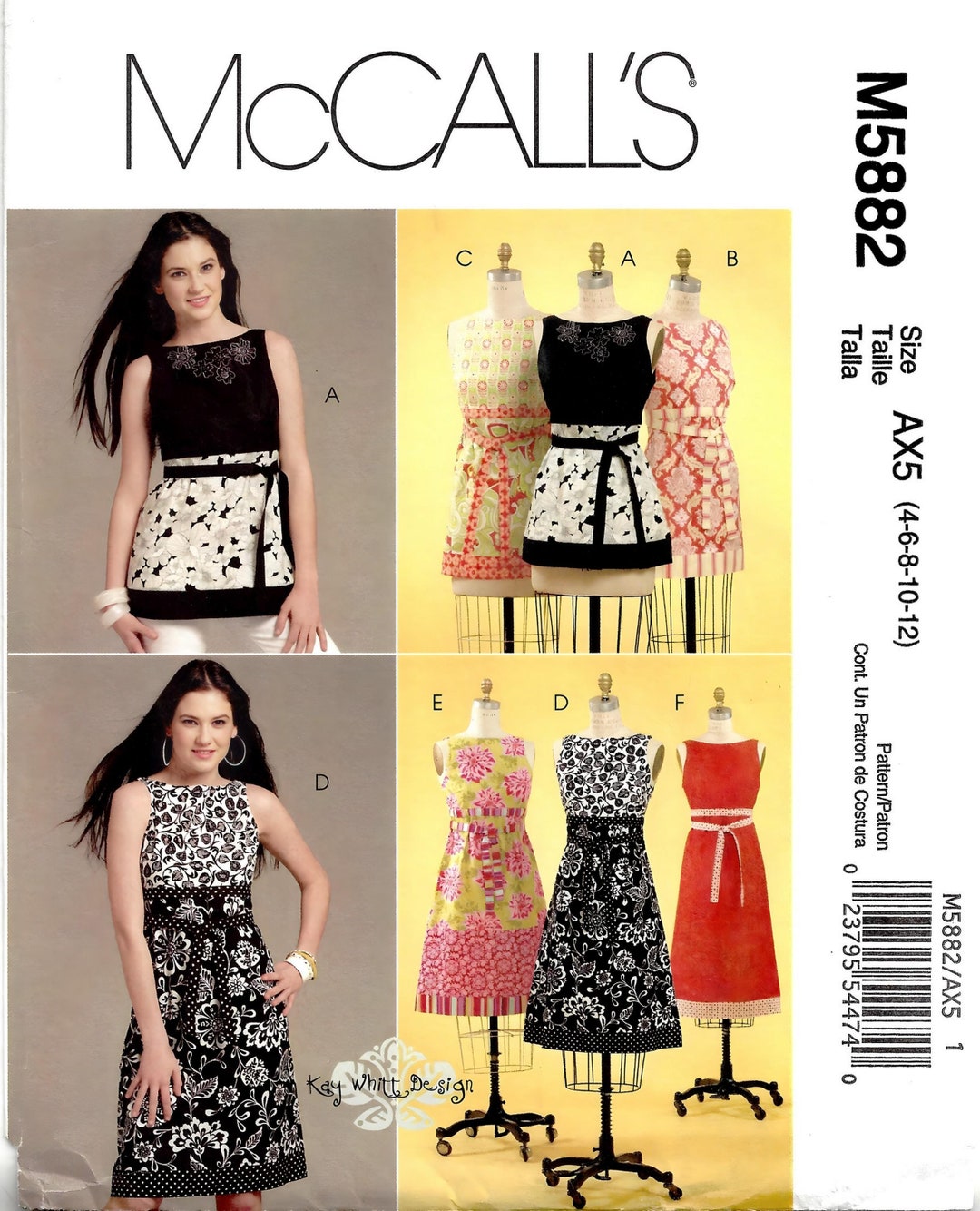 Mccalls M5882 Sewing Pattern Misses Top Tunics and Dresses Kay Whitt ...