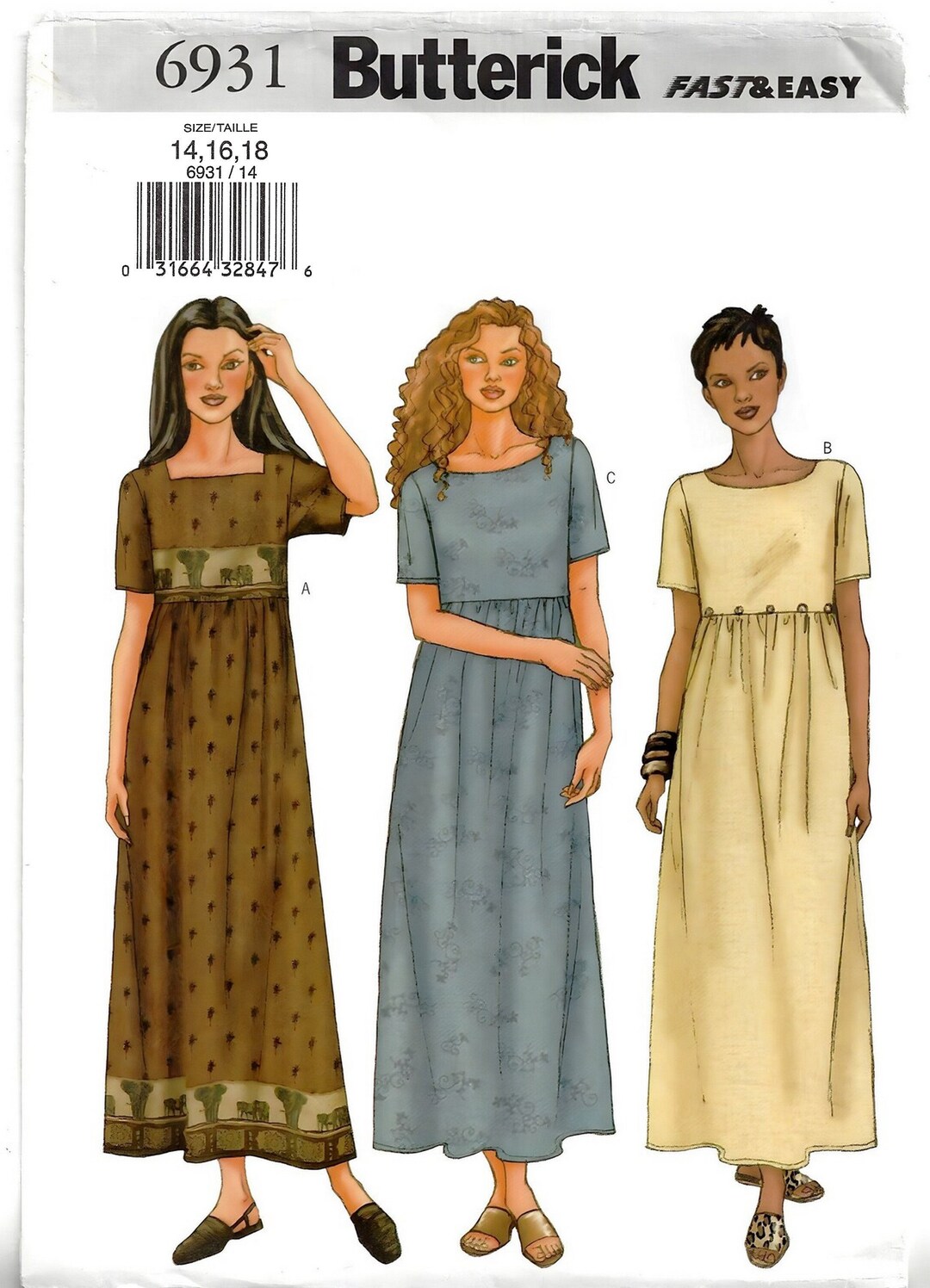 Butterick 6931 Sewing Pattern Misses Fast and Easy Loose Fitting ...
