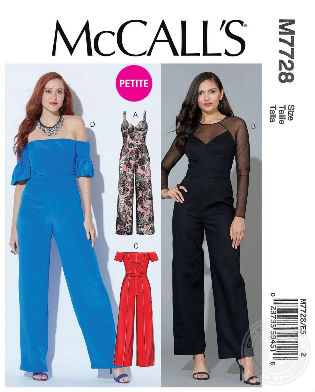 Mccalls M7728 Sewing Pattern Misses Easy Jumpsuits With Neckline and ...