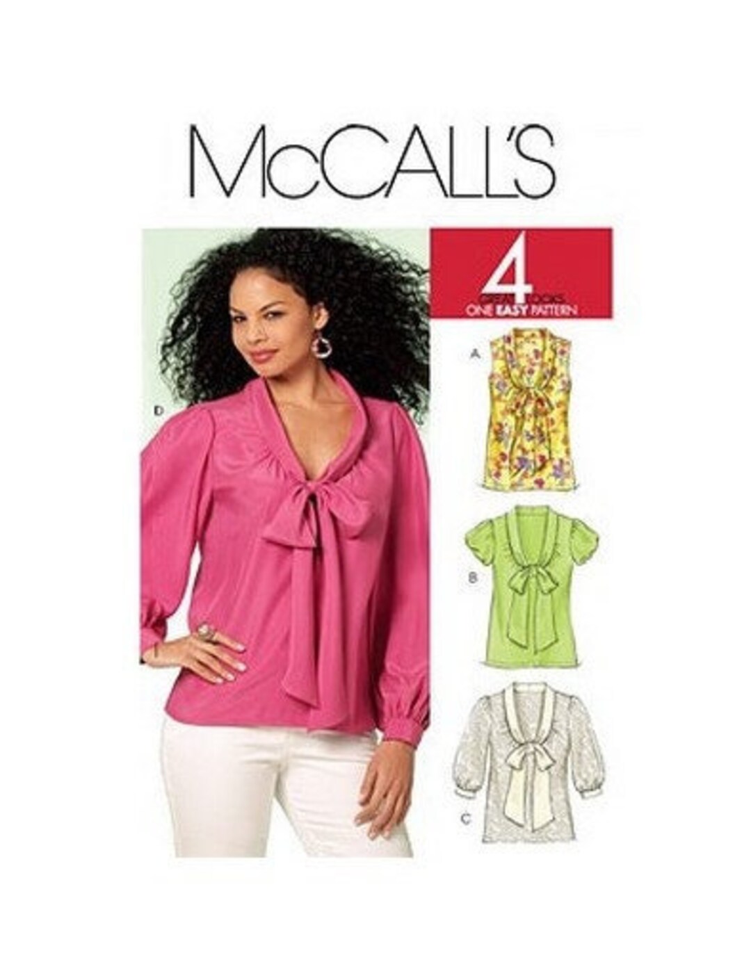 Mccalls M5884 Sewing Pattern Misses Loose Fitted Pullover Blouses With ...