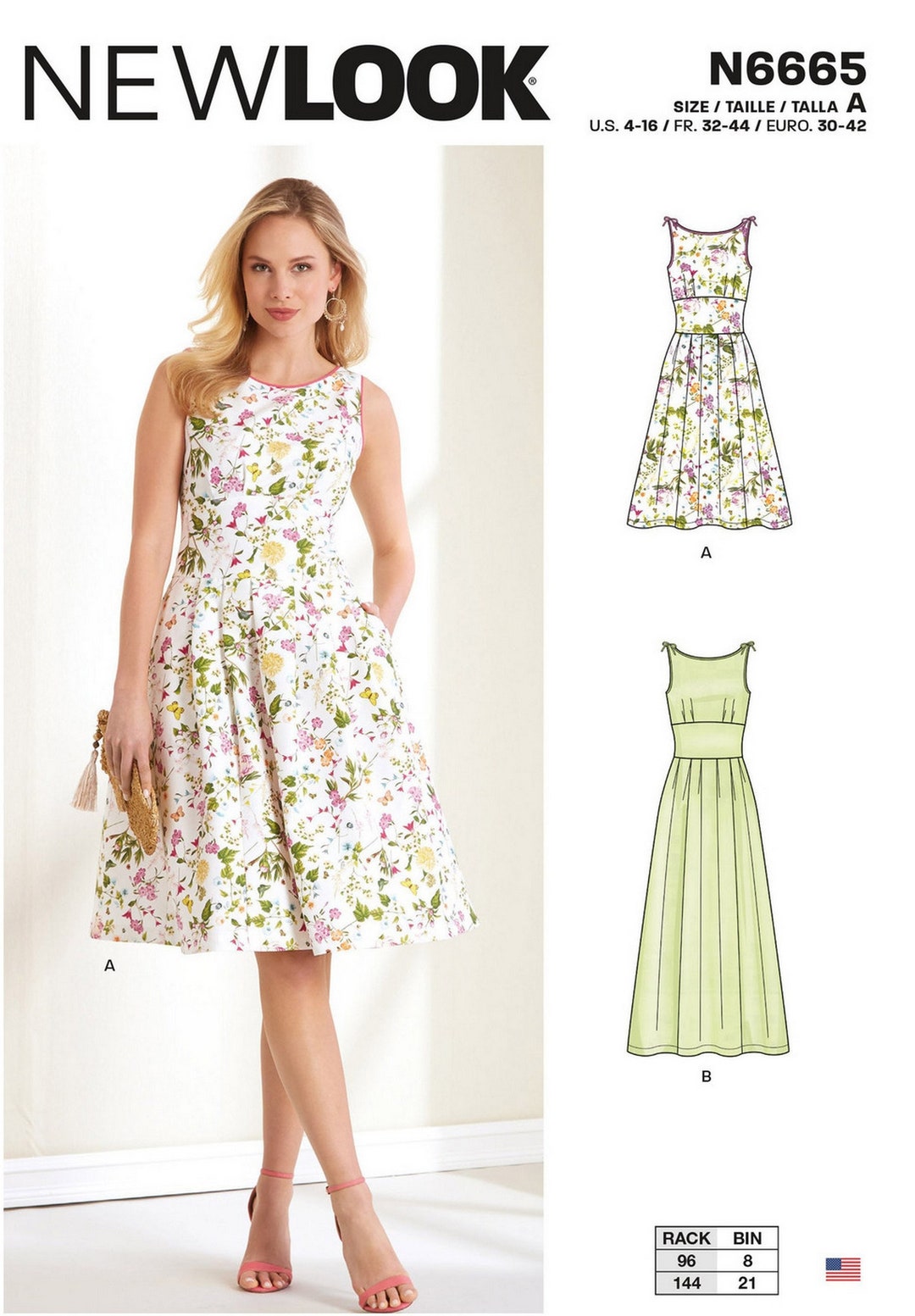 New Look N6665 Sewing Pattern Misses Dresses With Neck and Armhole ...