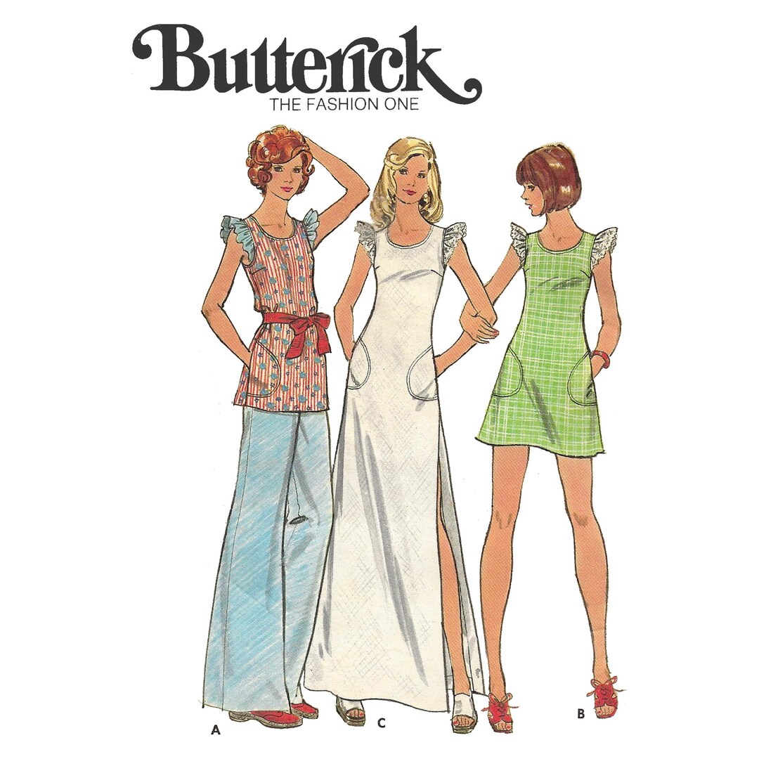 Butterick 3082 Sewing Pattern Misses Vintage 70s A-line Dress Tunic and ...