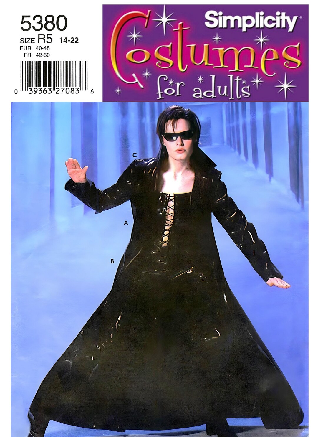 Simplicity 5380 Sewing Pattern Misses Matrix Trinity Costume Duster ...