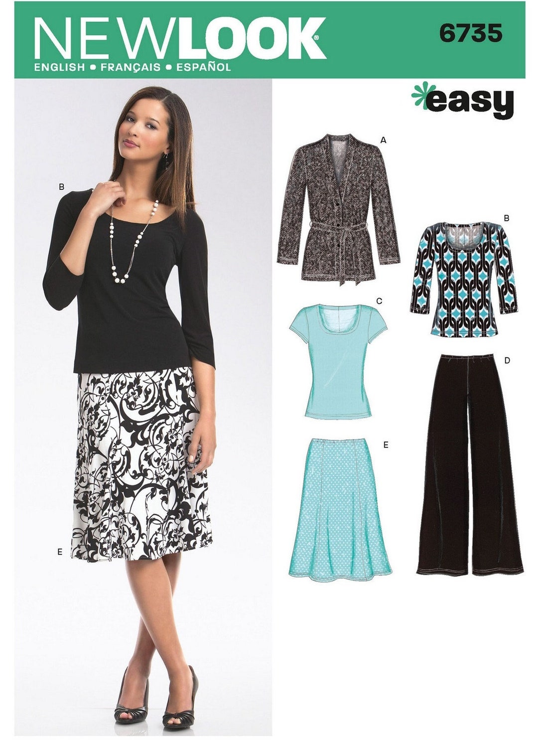 New Look 6735 Sewing Pattern for Misses Easy Separates Knit Cardigan ...