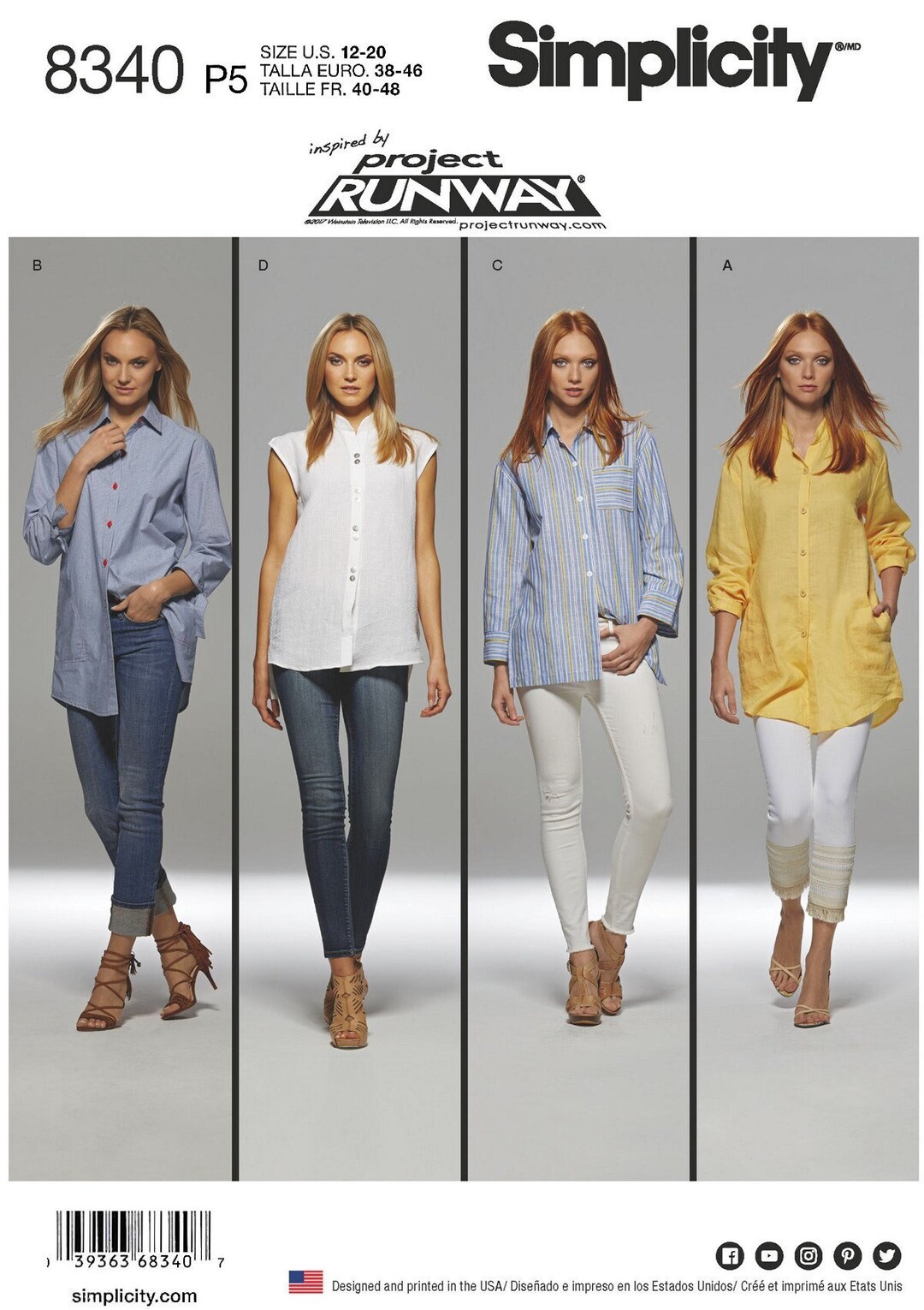 Simplicity 8340 Sewing Pattern Misses Shirts With Length & - Etsy