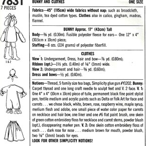 Simplicity 7831 Sewing Pattern for 17 Inch Bunny and Clothes Floppy ...