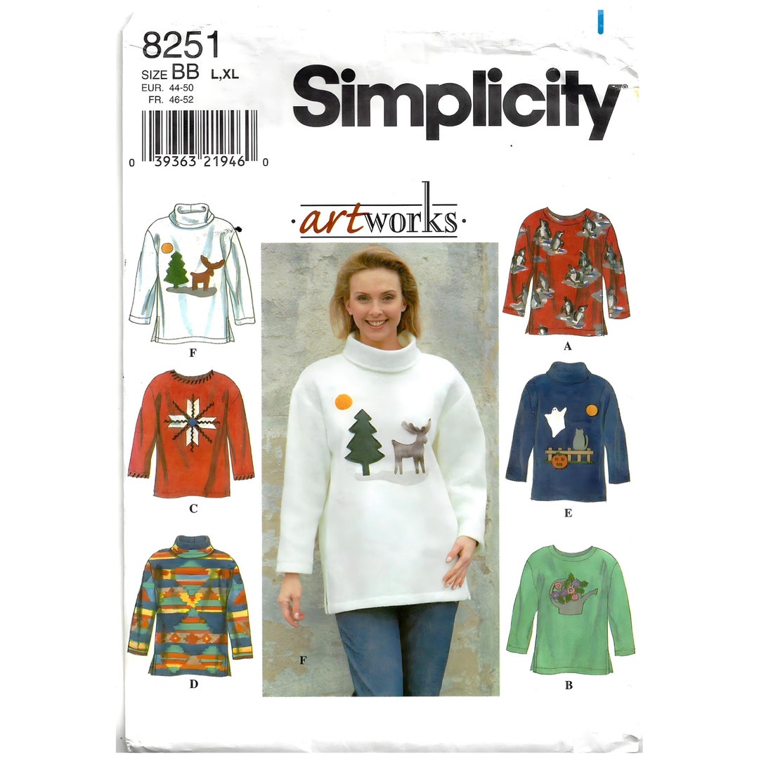 Simplicity 8251 Sewing Pattern Misses Long Loose Fitting Pullover Top ...
