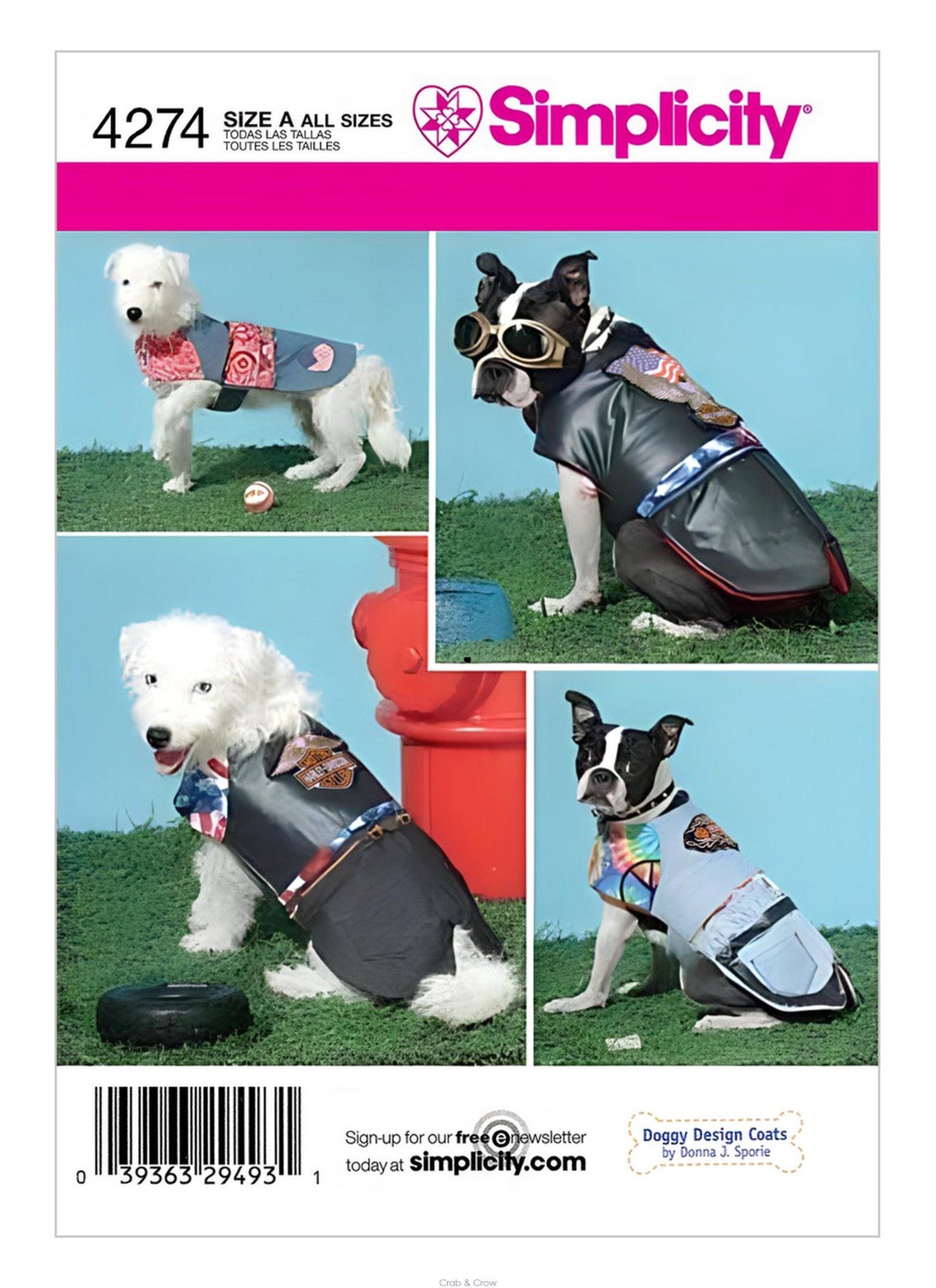 Simplicity 4274 Sewing Pattern for Biker Dog Clothes in Two Sizes Uncut ...