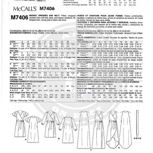 Mccalls M7406 Sewing Pattern Misses Wrap Dresses and Belt Learn to Sew ...