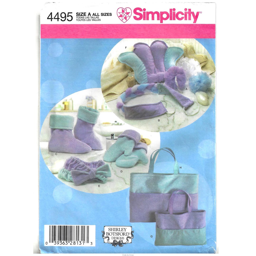 Simplicity 4495 Sewing Pattern for Spa Accessories Manicure Mitts and ...