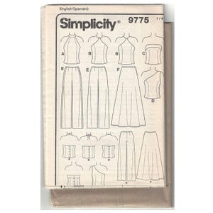 Simplicity 9775 Sewing Pattern for Juniors Evening Tops Pants and Skirt ...