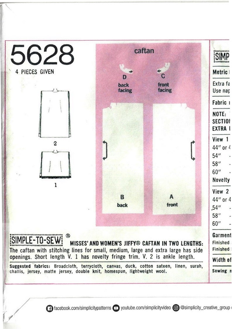 Simplicity 5628 Sewing Pattern Misses Vintage 70s Reproduction - Etsy
