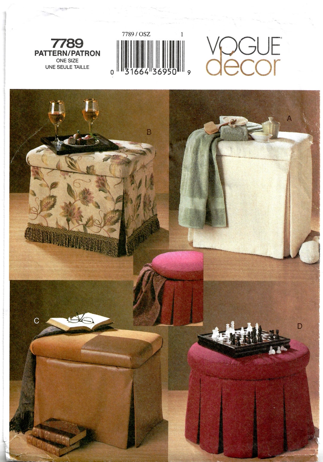Vogue 7789 Sewing Pattern for Storage Ottomans Home Decor Uncut - Etsy