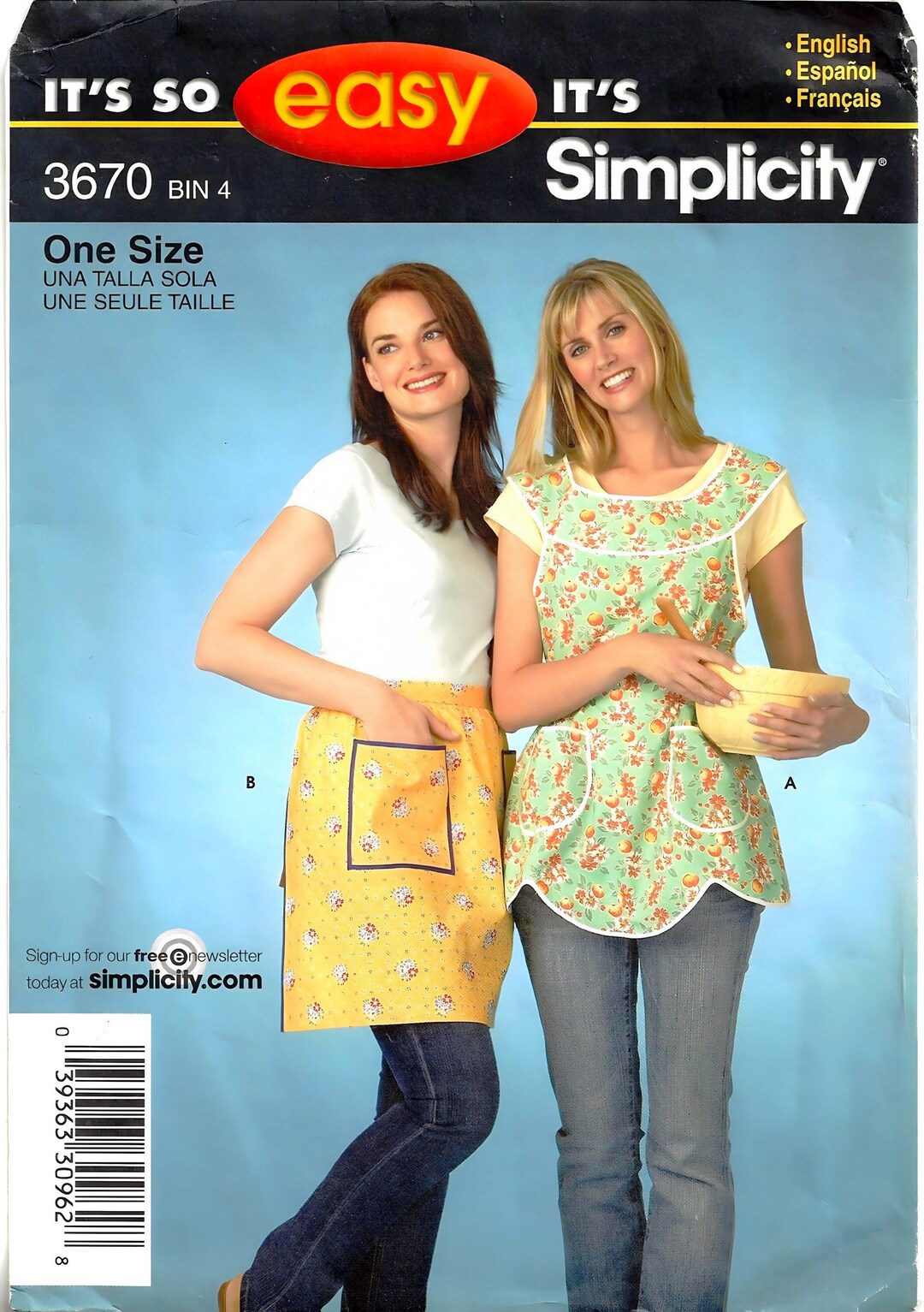 Simplicity 3670 Sewing Pattern Misses One Yard Aprons It's so Easy ...