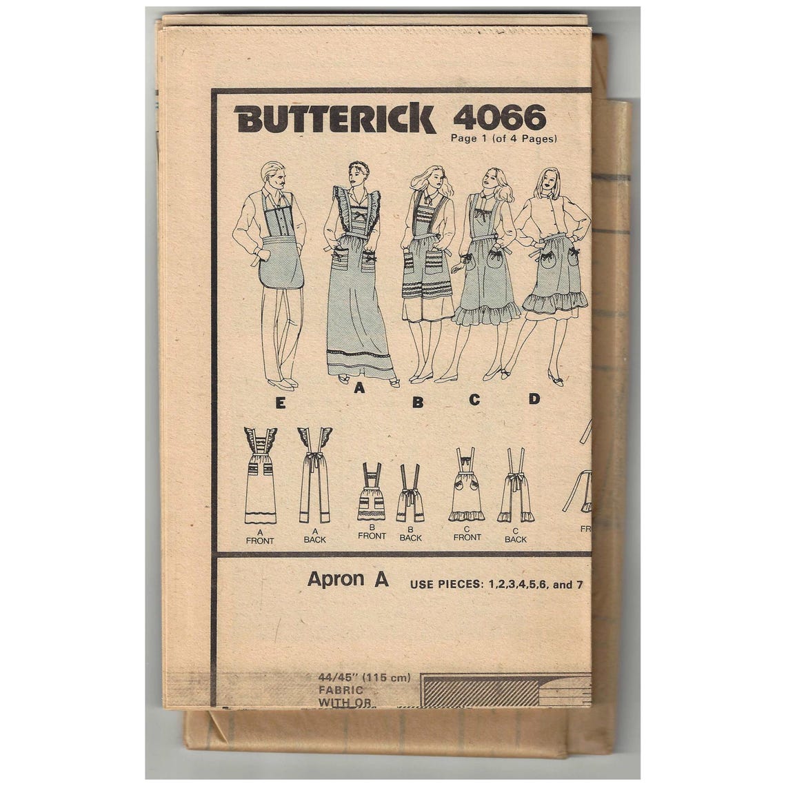 Butterick 4066 Sewing Pattern for Misses and Mens Aprons Various Styles ...
