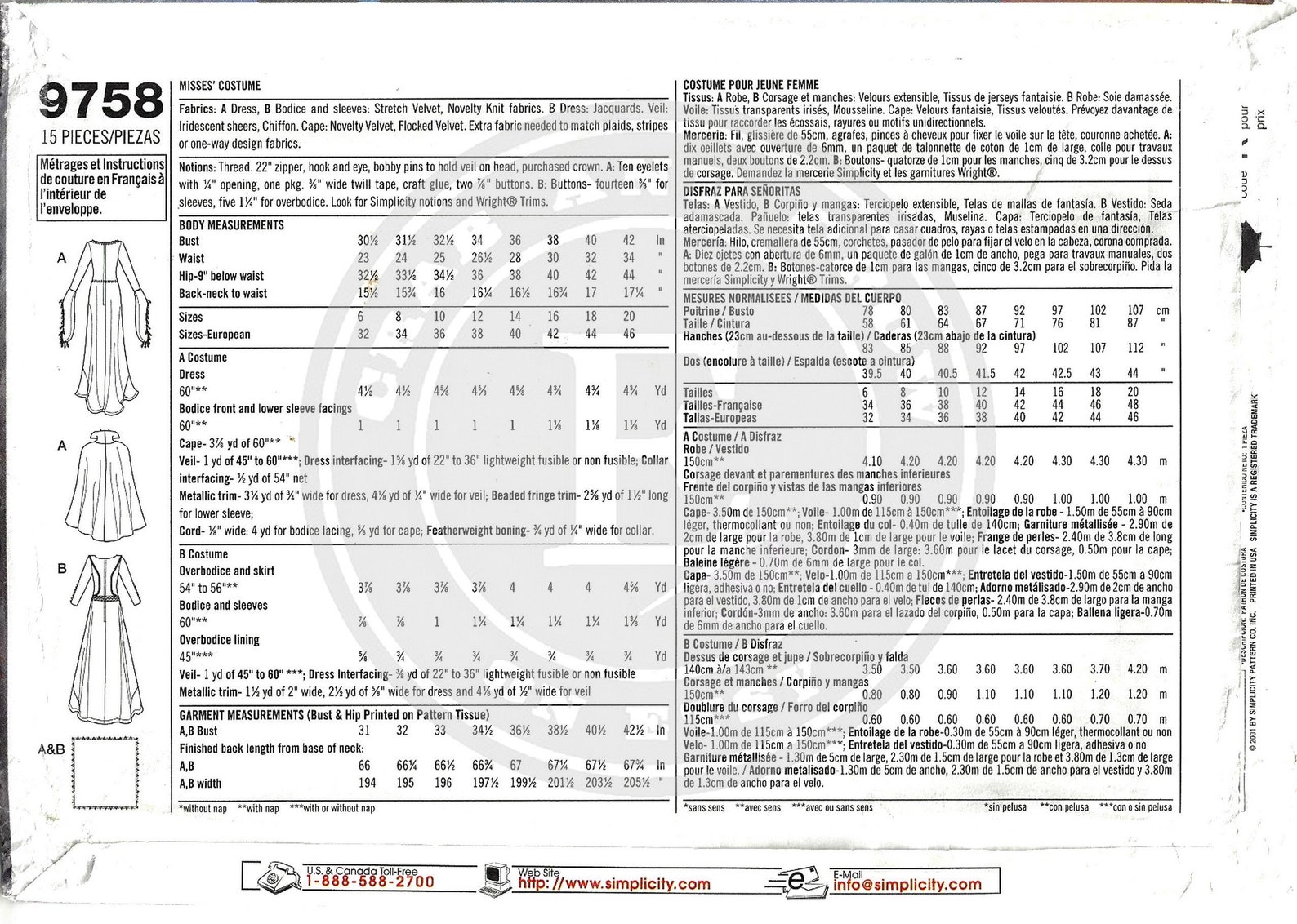 Simplicity 9758 Sewing Pattern Misses Surcote Cotehardie Dress - Etsy