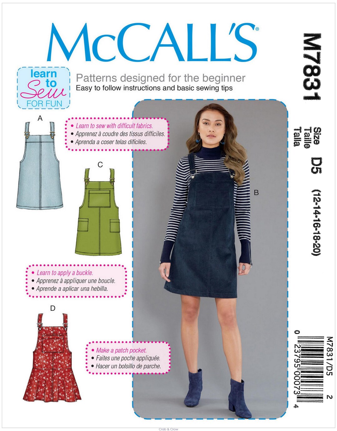 Mccalls M7831 Sewing Pattern Misses Overall Style Jumpers Learn to Sew ...