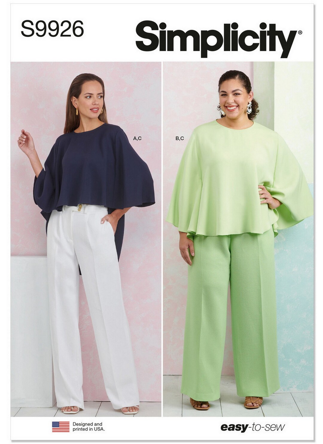 Simplicity S9926 Sewing Pattern High Low Cape Effect Tops and Pant ...