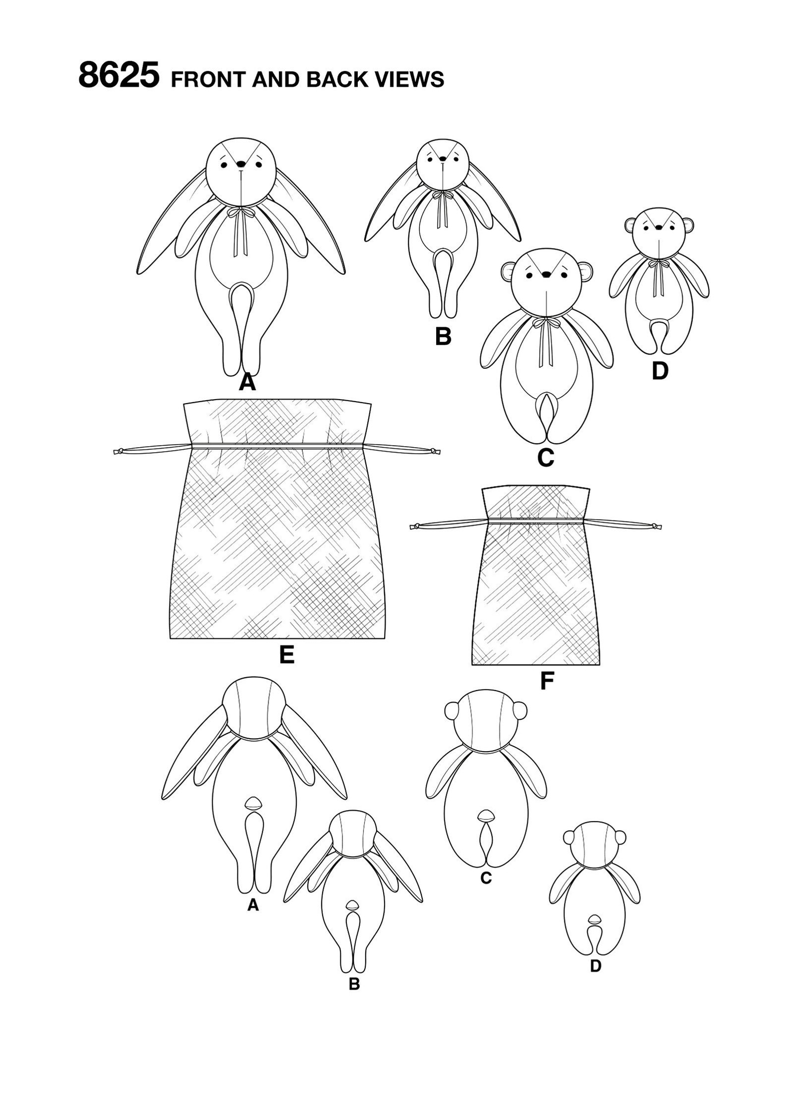 Simplicity 8625 Sewing Pattern for Stuffed Animals and Gift Bags Bear ...