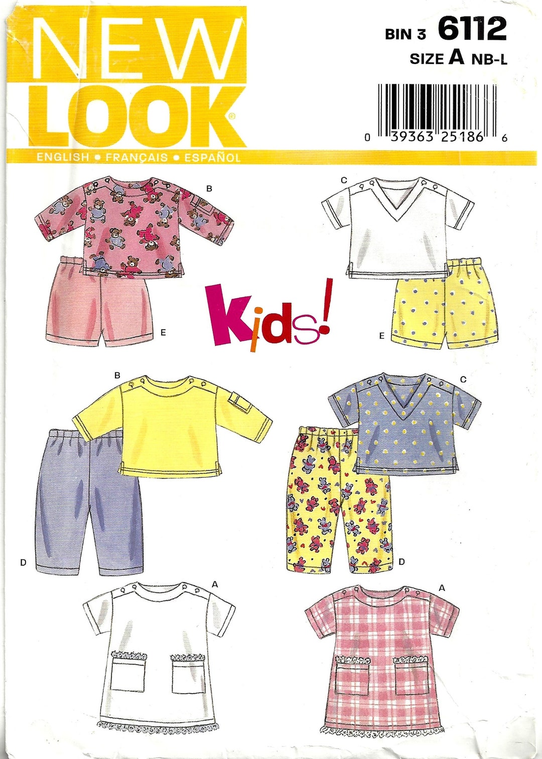 New Look 6112 Sewing Pattern for Babies Dress or Top Pants or Shorts Sz ...