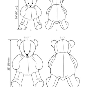 Simplicity S9307 Sewing Pattern for Plush Bears Stuffed Animals in Two ...