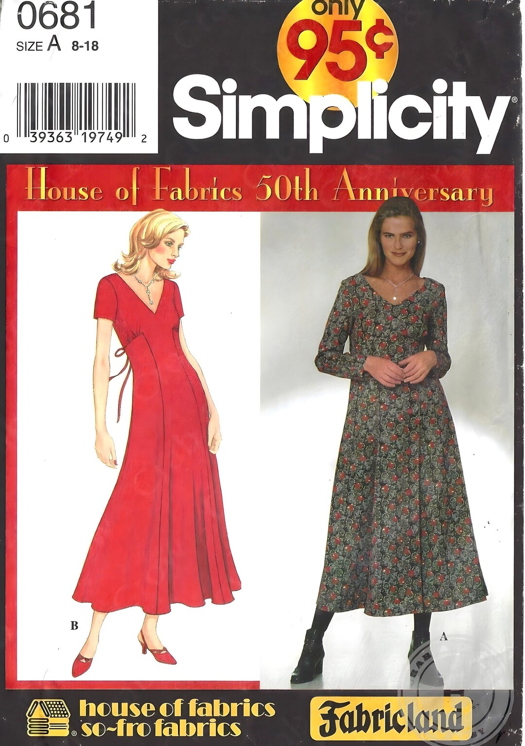 Simplicity 0681 Sewing Pattern Misses Short or Long Sleeve Fit Ad Flare ...