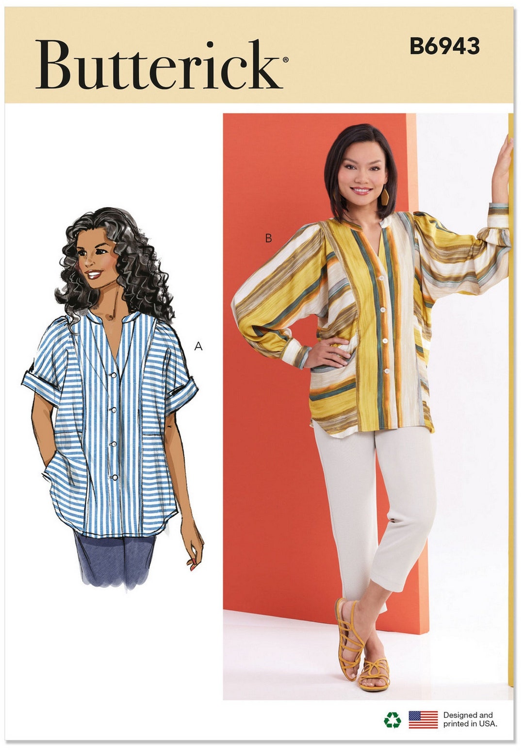 Butterick B6943 Sewing Pattern Misses Loose Fitting Dolman Sleeve ...