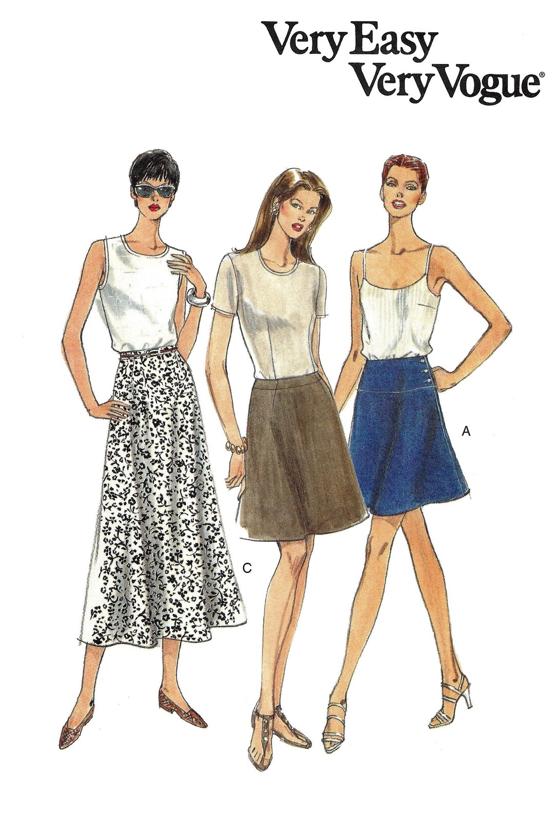 Vogue 9249 Sewing Pattern Misses Very Easy Aline Skirts With Length ...