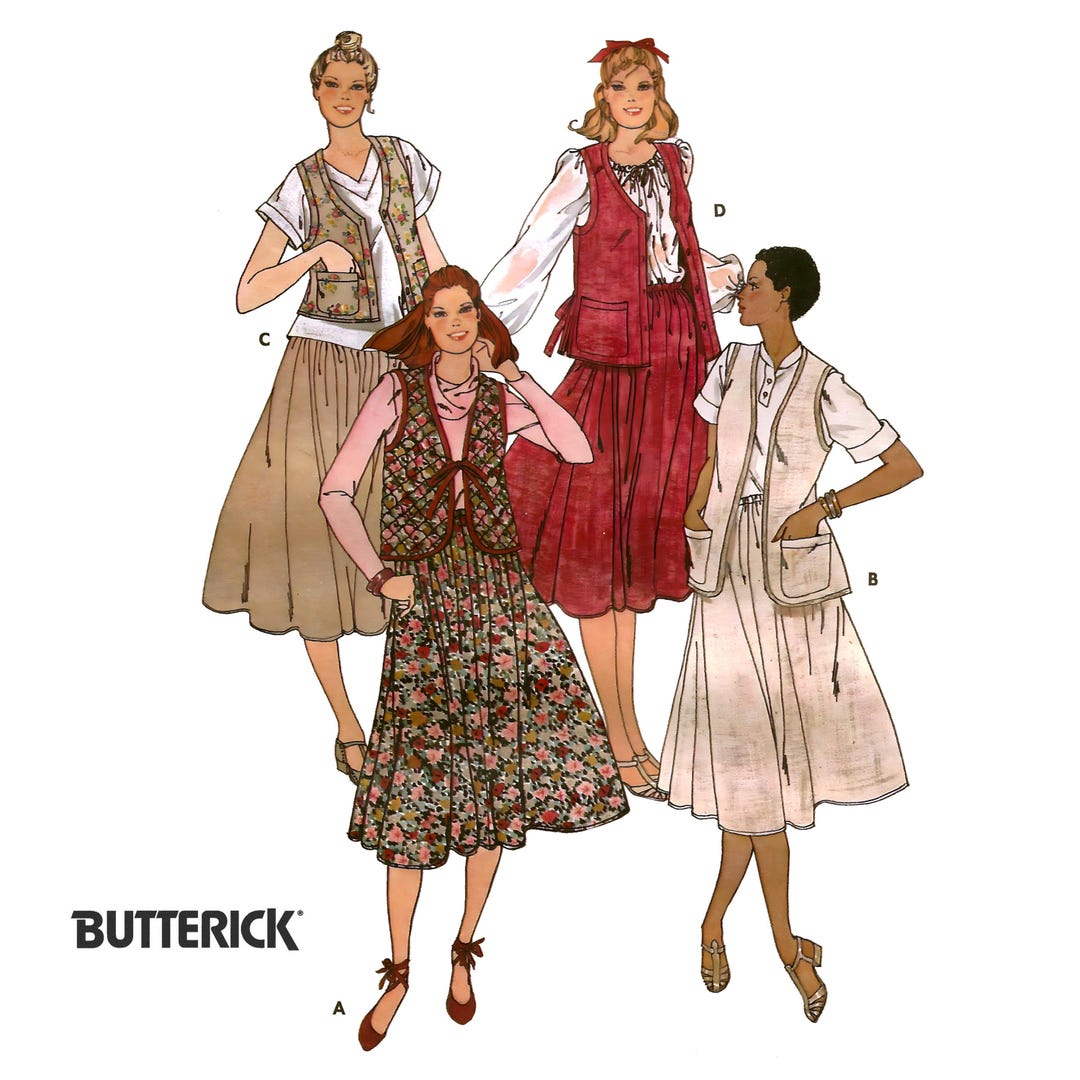Butterick 6155 Sewing Pattern Misses Vintage 80s Vests in Two Lengths ...