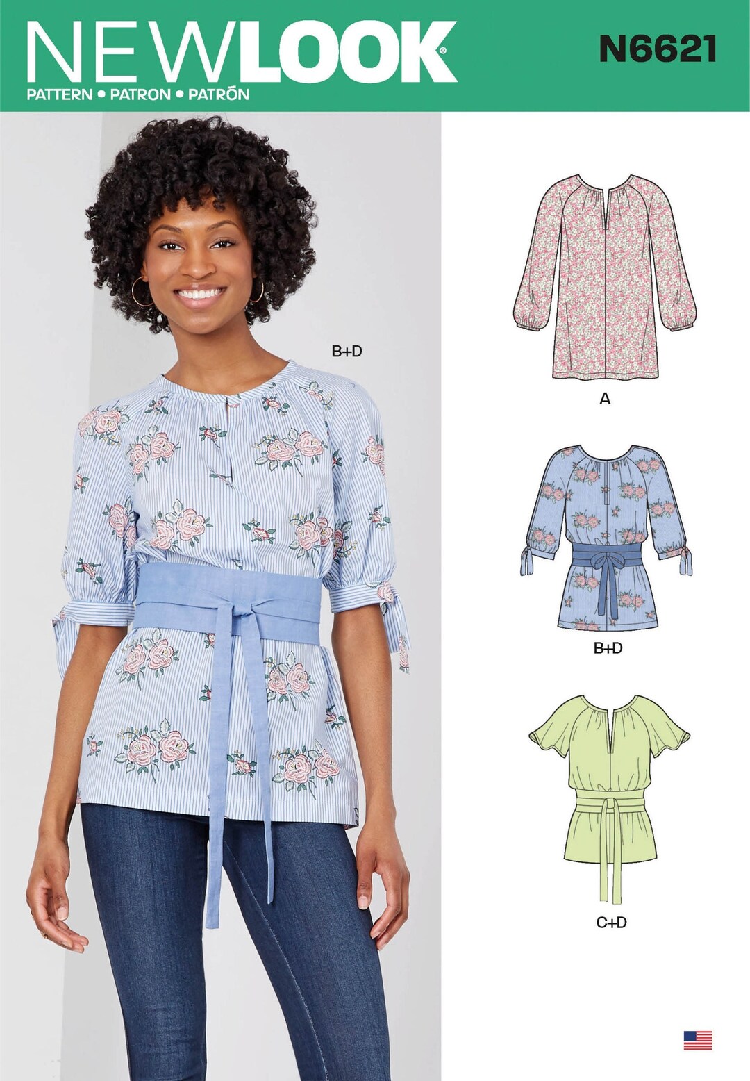 New Look N6621 Sewing Pattern Misses Raglan Sleeve Top or Tunic and Tie ...