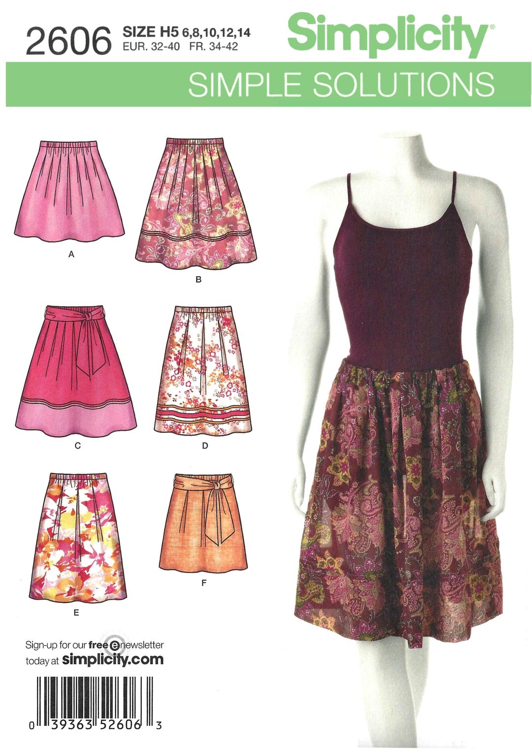 Simplicity 2606 Sewing Pattern Misses Pull-on Pleated Skirts in Two ...