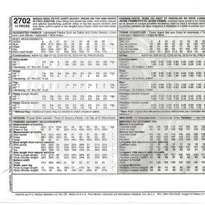 Mccalls 2702 Sewing Pattern Misses Easy Shirt-jacket Dress or Top and ...
