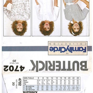 Butterick 4702 Sewing Pattern Misses Vintage 80 Loose Fitting Drop ...