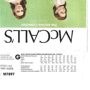 Mccalls M7897 Sewing Pattern Misses Archive Collection Circa 1955 Dress ...