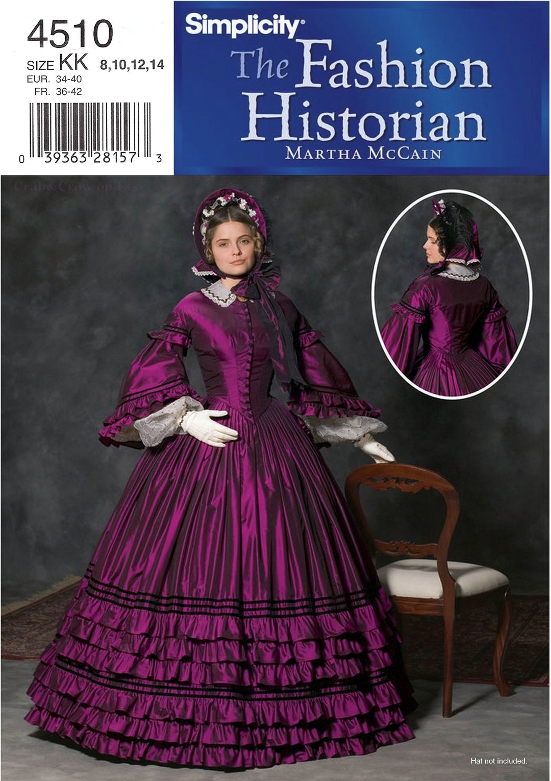 Simplicity 4510 Sewing Pattern Misses Civil War Costume Full Length ...
