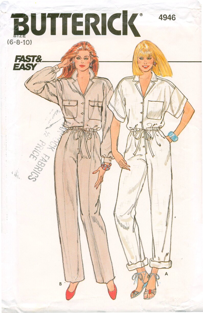 Butterick 4946 Sewing Pattern Misses Vintage 80s Notch Collar - Etsy