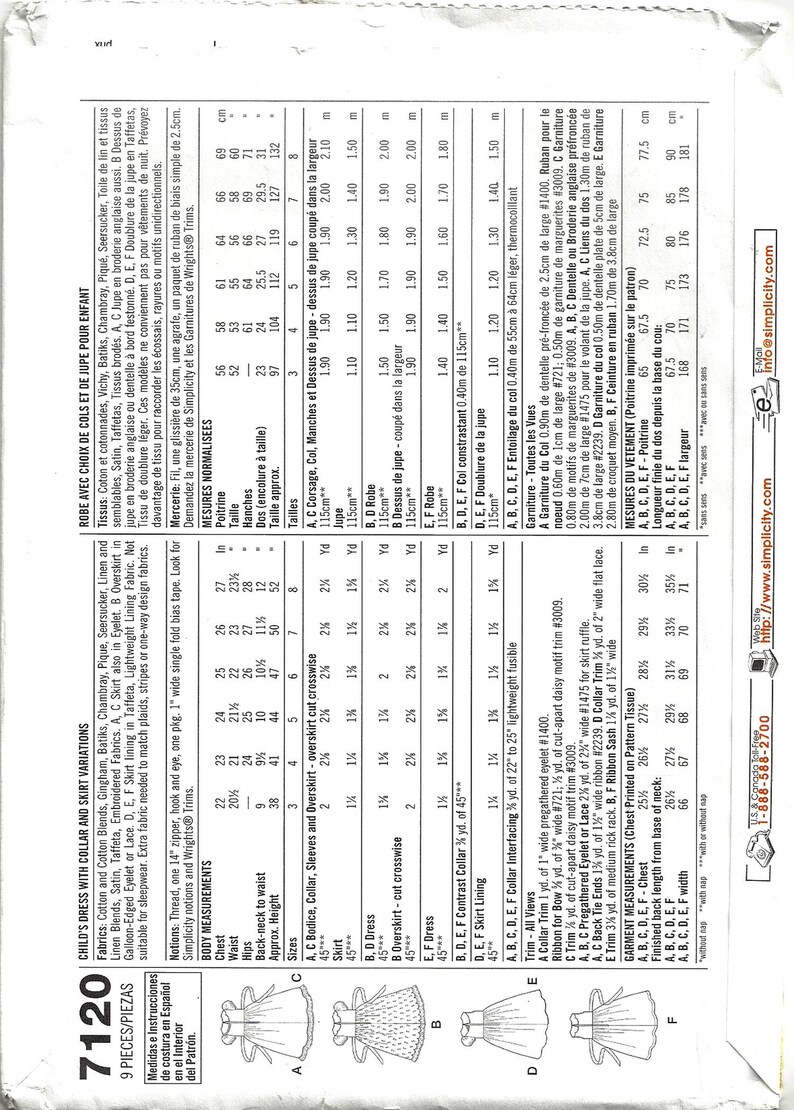 Simplicity 7120 Sewing Pattern Six Made Easy Girls Dresses - Etsy