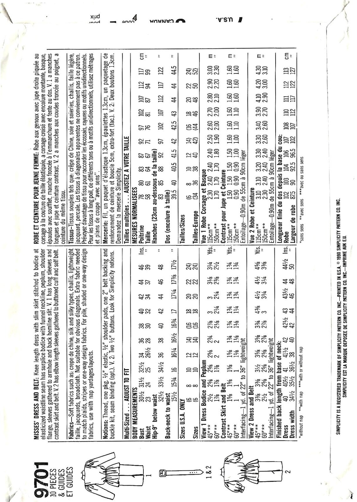 Simplicity 9701 Sewing Pattern Misses Funnel Neckline Dress - Etsy