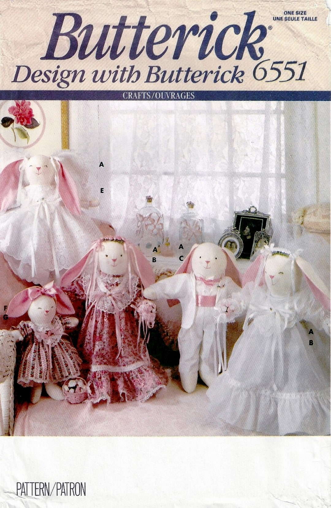 Butterick 6551 Sewing Pattern Wedding Party Bunnies Small and Large ...