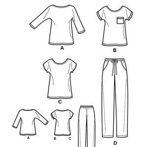 New Look 6216 Sewing Pattern for Misses Easy Knit Tops and Drawstring ...