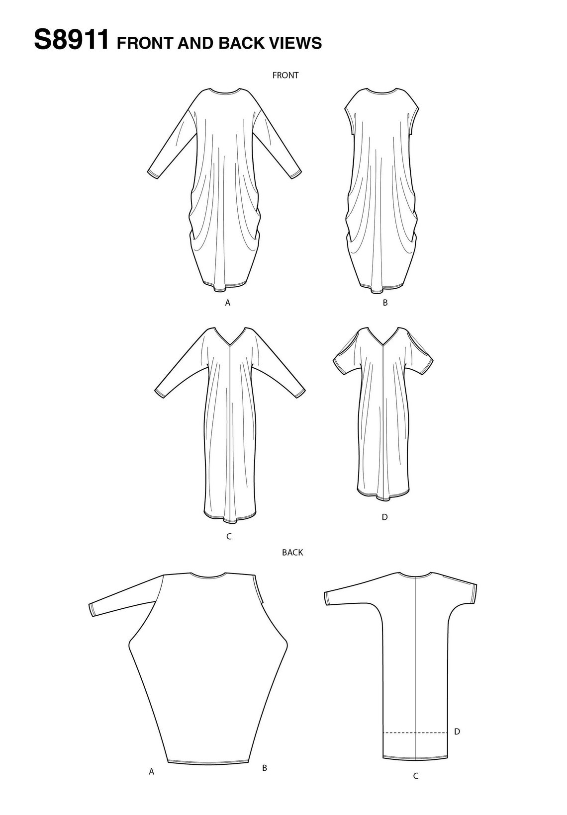 Simplicity S8911 Sewing Pattern Misses Knit Caftans with | Etsy