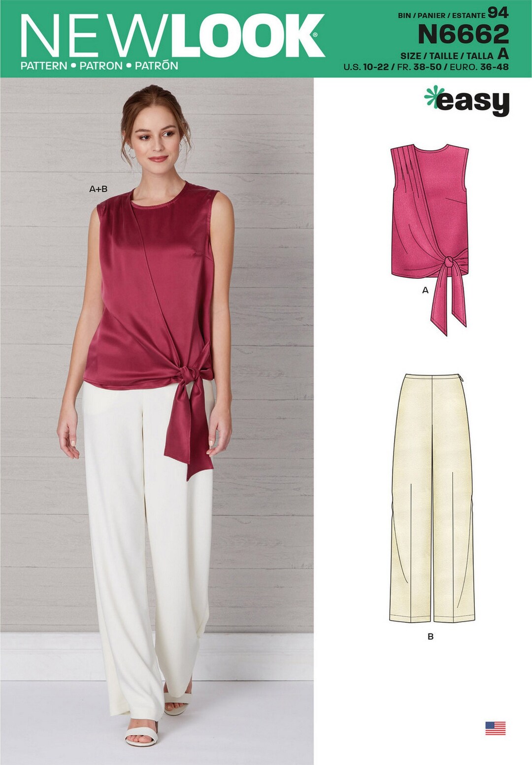 New Look N6662 Sewing Pattern Misses Sleeveless Drape Top and Wide Leg ...