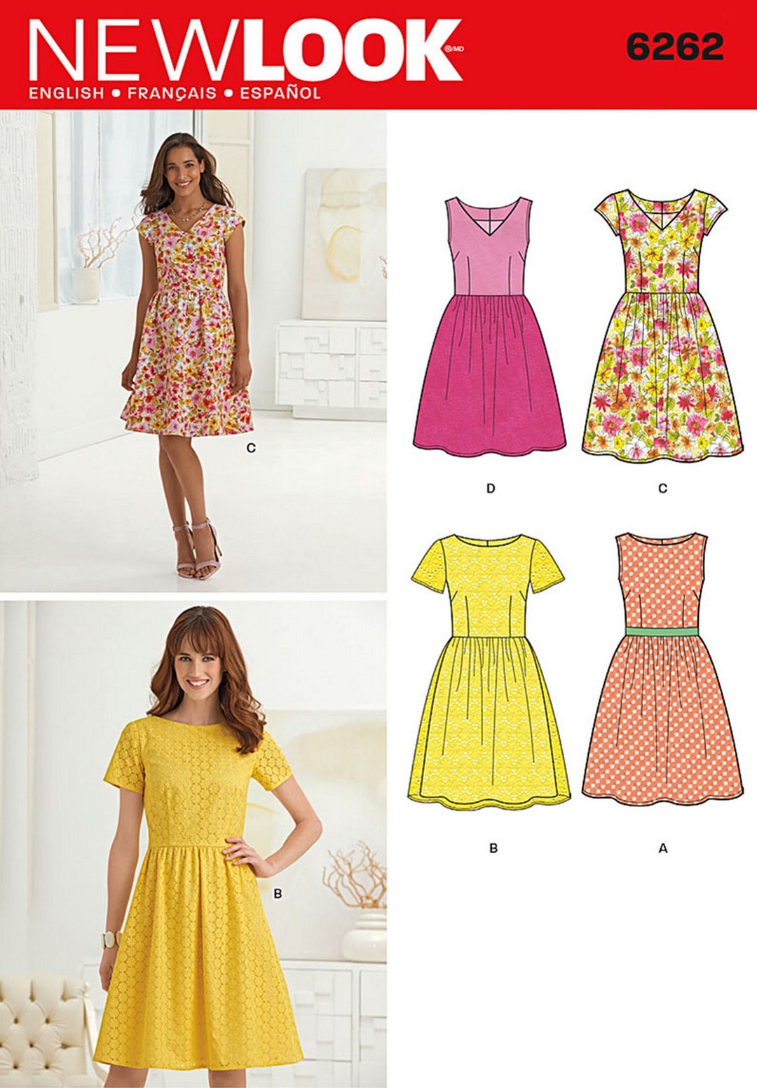 New Look 6262 Sewing Pattern Misses Classic Dress With Neckline and ...