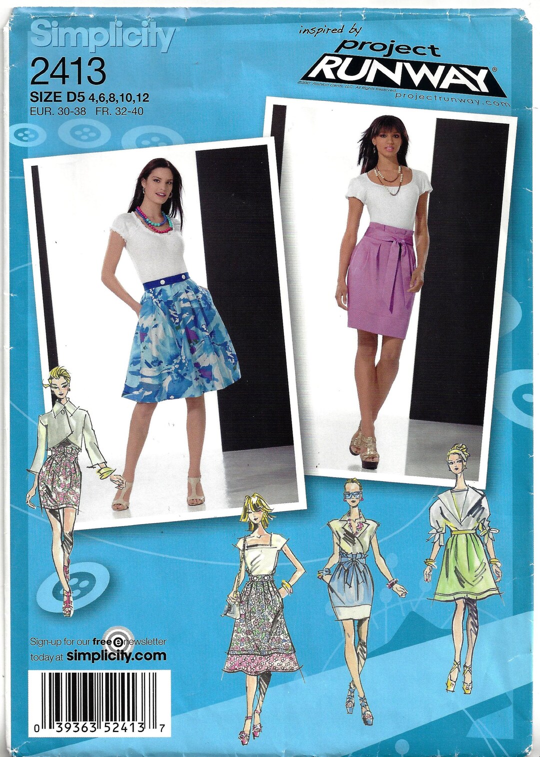 Simplicity 2413 Sewing Pattern Misses Pleated Skirts in Two Lengths ...