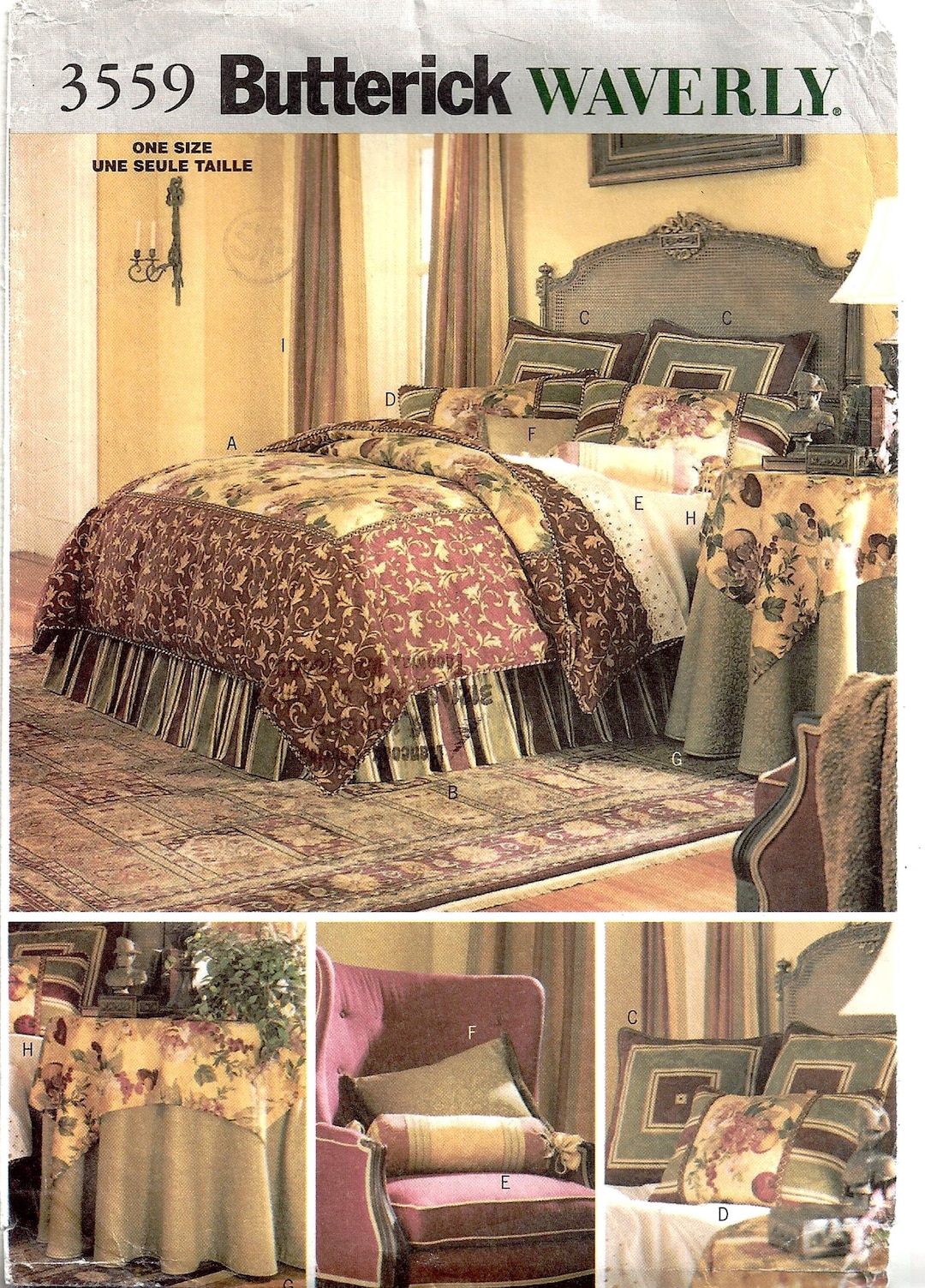 Butterick 3559 Sewing Pattern for Pillow Sham Neckroll Curtain ...