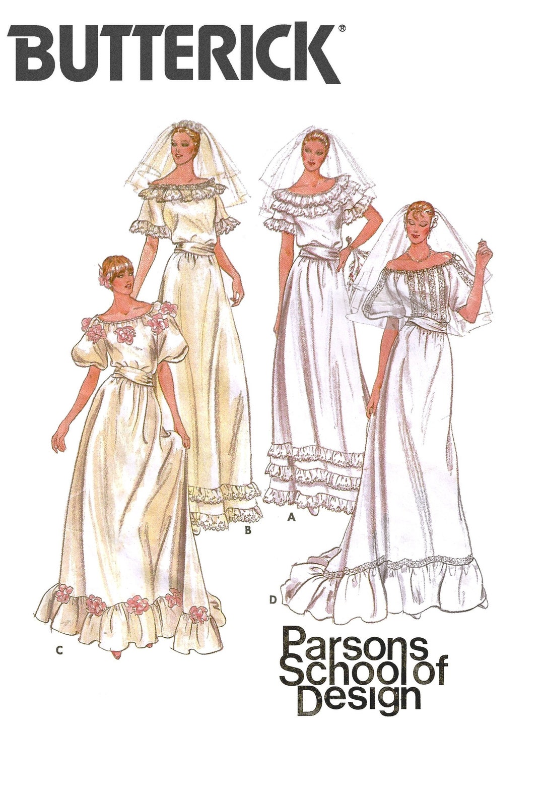 Butterick 3698 Sewing Pattern Misses Vintage 70s Gowns and Sash Parsons ...