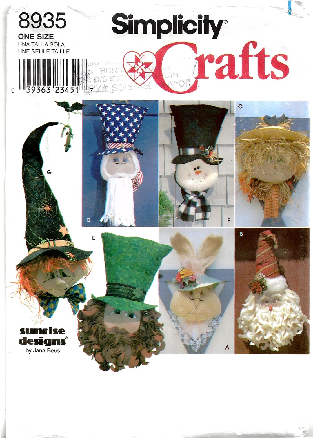 Simplicity 8935 Sewing Pattern for Seasonal Door Decorations by Sunrise ...